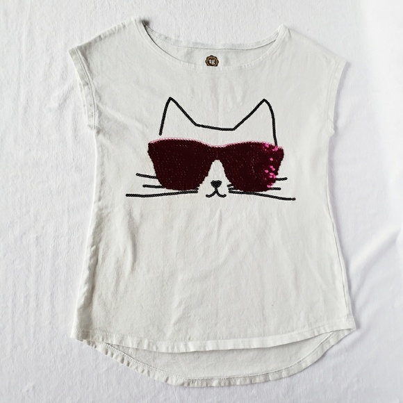 total girl | Shirts & Tops | Total Girl Cat Sequin Flip Shirt Size ...